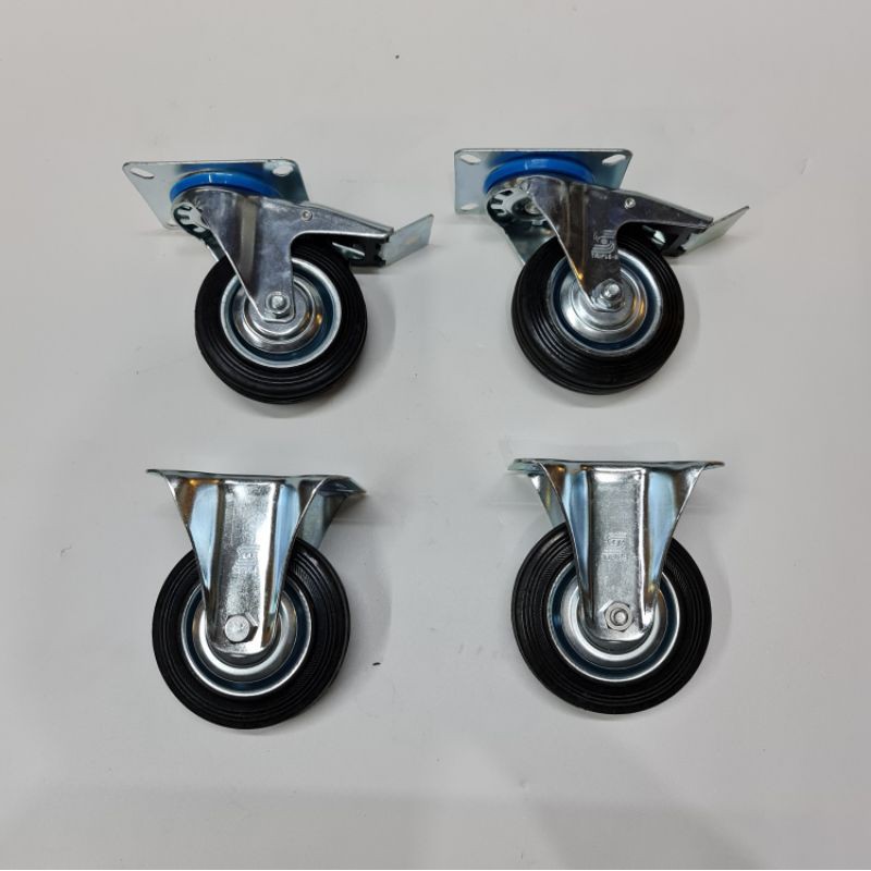 Jual Roda Troley/Roda Grobak/ karet 4 inch rem/mati | Shopee Indonesia