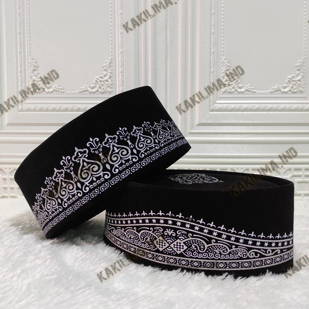 Jual PECI SONGKOK KOPIAH HITAM MOTIF BATIK SILVER MURAH BERKUALITAS ...