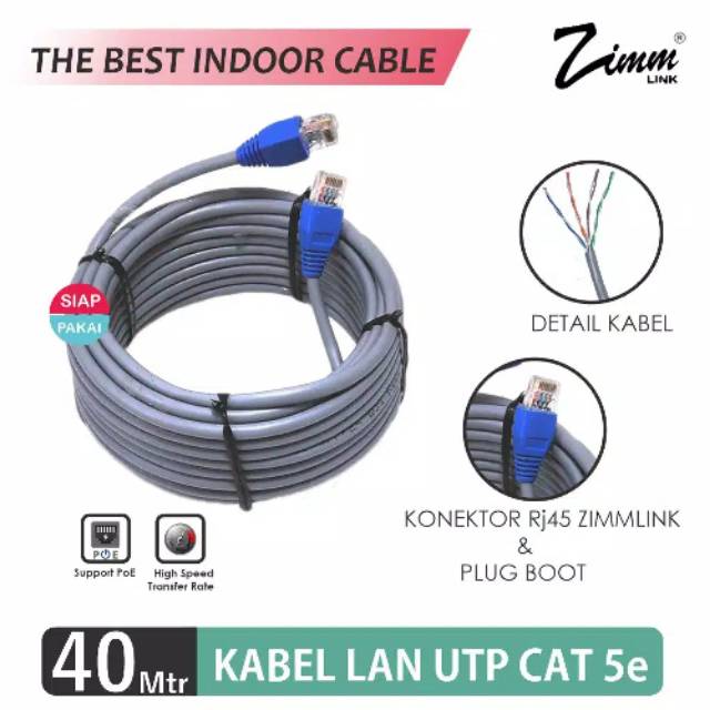 Jual Kabel LAN UTP Cat 5e Indoor CCA SPECTRA Siap Pakai 40 Meter ...