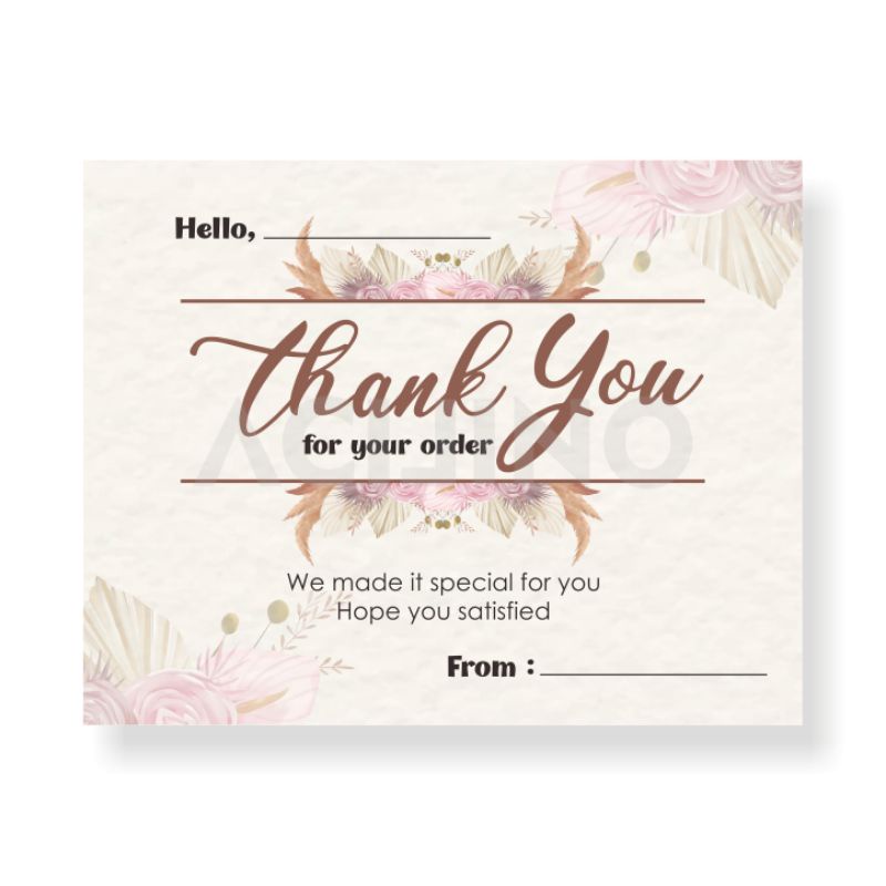 Jual Kertas Ucapan Thank You Card Estetik Flowery Brown Leaf - Tersedia ...