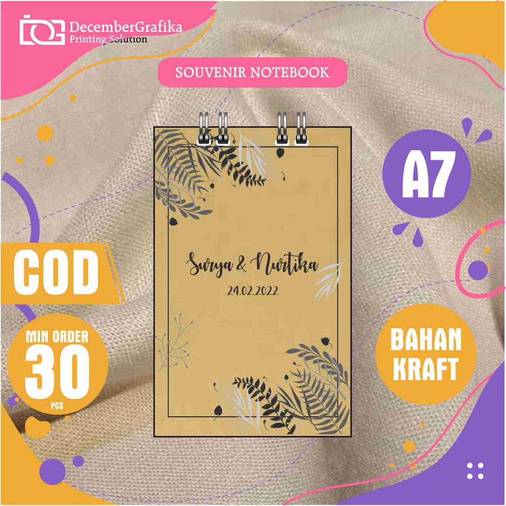Jual Souvenir Notebook A7 Kertas Kraft/Souvenir Pernikahan/Souvenir ...