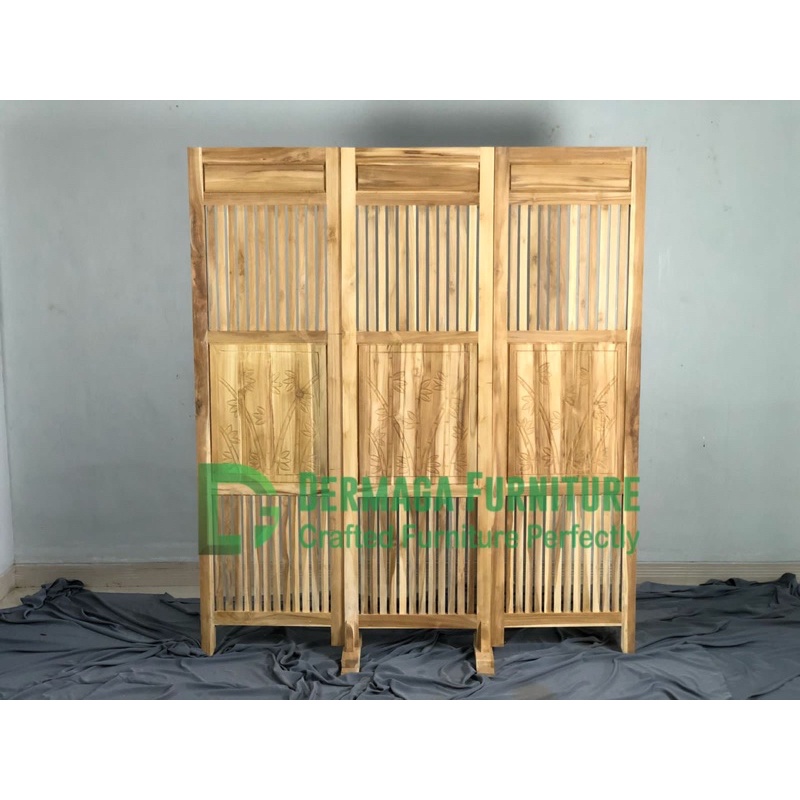 Jual SKETSEL BAMBU P3 MINIMALIS KAYU JATI PENYEKAT RUANGAN DEKORASI ...