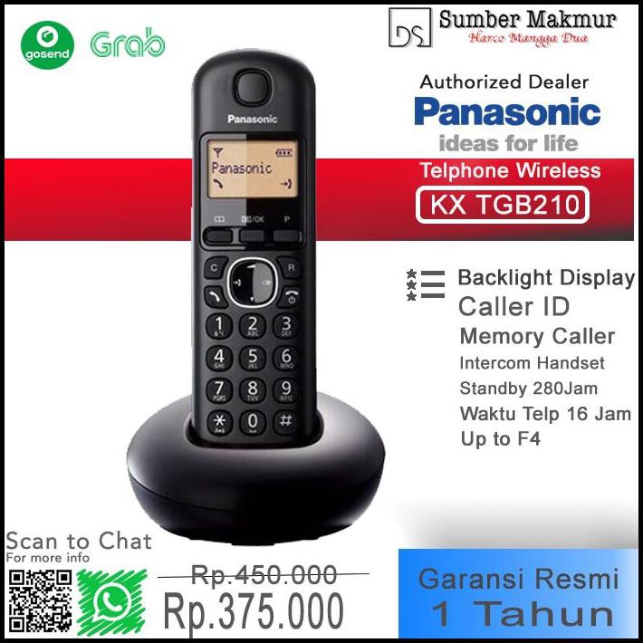 Jual Telephone Panasonic Wireless Phone Kx-Tgb210 Hitam Telp Rumah Kantor | Shopee Indonesia
