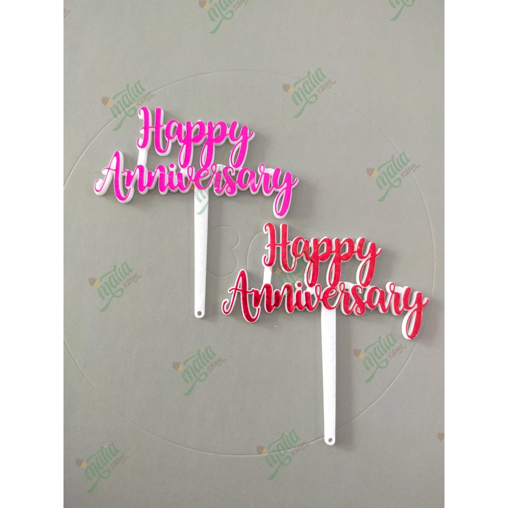 Jual topper hiasan kue tart happy anniversary bunga mawar | Shopee ...