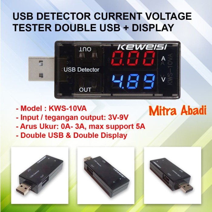 Jual Dual USB Charger Doctor Detector Current Voltage Tester 3-9V ...