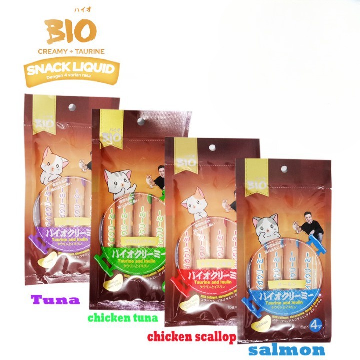 Jual BIO CREAMY SNACK TREAT FOR CAT SNACK KUCING 15GR (ISI 4) | Shopee ...