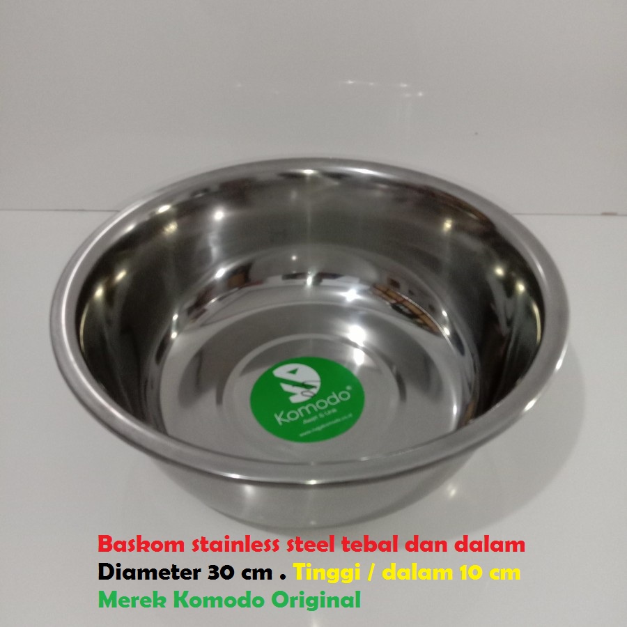 Jual Baskom stainless steel tebal diameter 30 cm Baskom MEREK komodo ...