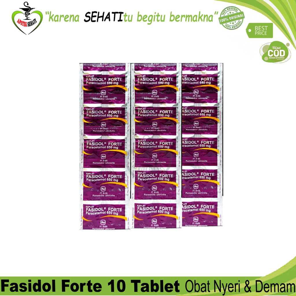 Jual Fasidol Forte 10 Tablet Obat Nyeri Demam Pusing Paracetamol 650 mg ...