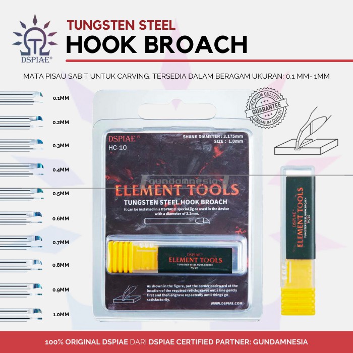 Jual DSPIAE Hook Broach (HC) – Carving Knife / Scriber Blade - Mata ...