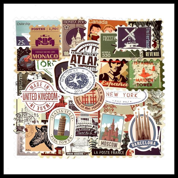 Jual Stiker Koper Desain Prangko Negara Dunia 50 Pcs | Shopee Indonesia