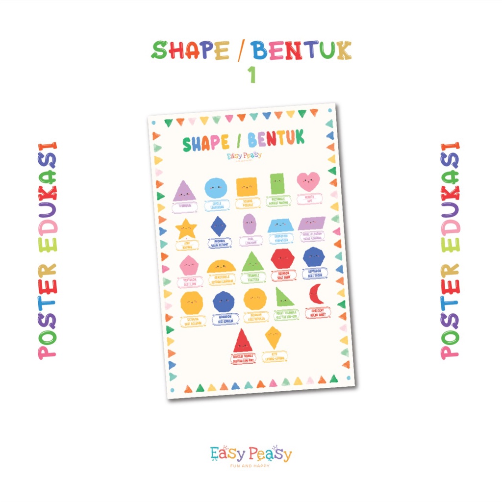 Jual Easy Peasy - Poster Edukasi Anak - Poster Shapes Bentuk Pola ...