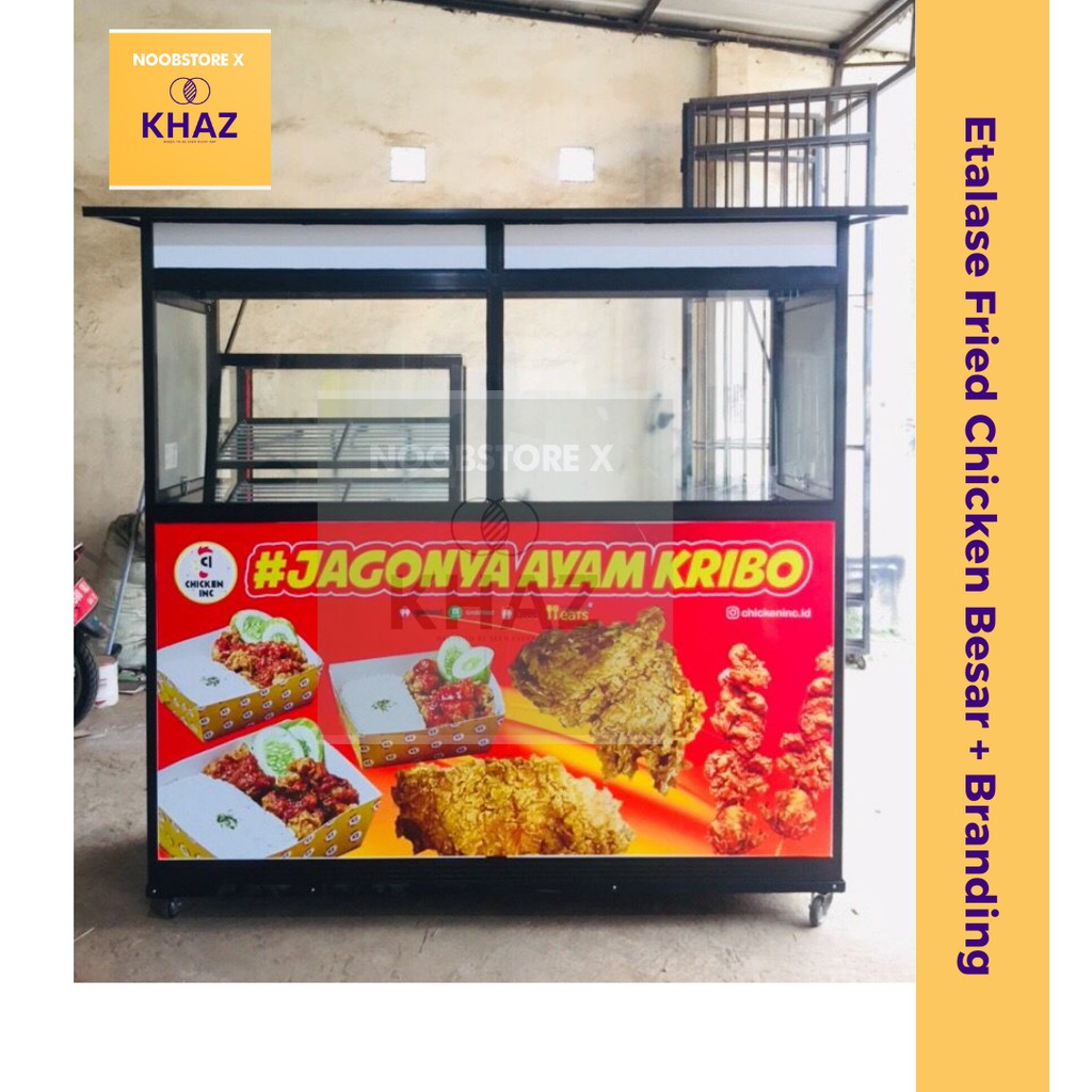 Jual Etalase Fried Chicken Alumunium / Booth Fried Chicken / Gerobak ...