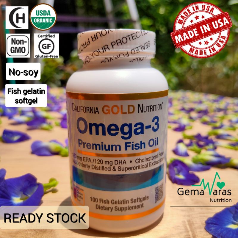 Jual California Gold Nutrition, Omega-3, Premium Fish Oil, 100 Fish Gelatin Softgels | Shopee ...