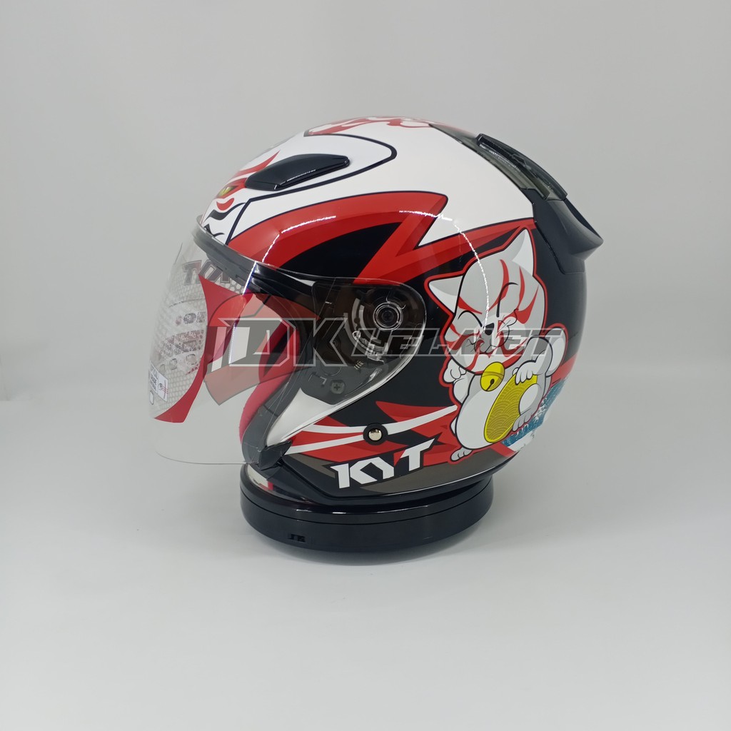 Jual Helm Half Face KYT DJ Maru Motif Seri Kabuki Cat White Glossy ...