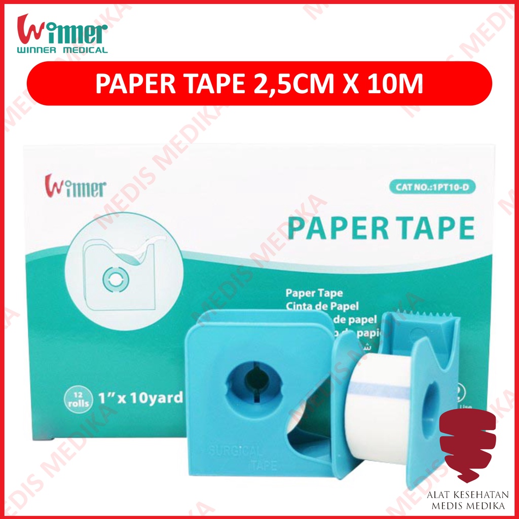 Jual Winner Paper Tape 2,5cm X 10M p3k Kertas Medis Isopore Dispenser ...