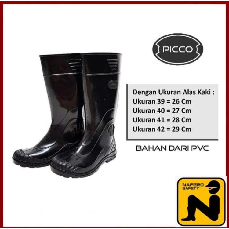 Jual Sepatu Boots Proyek PICCO 38 39 40 41 42 Hitam Full Karet tinggi ...