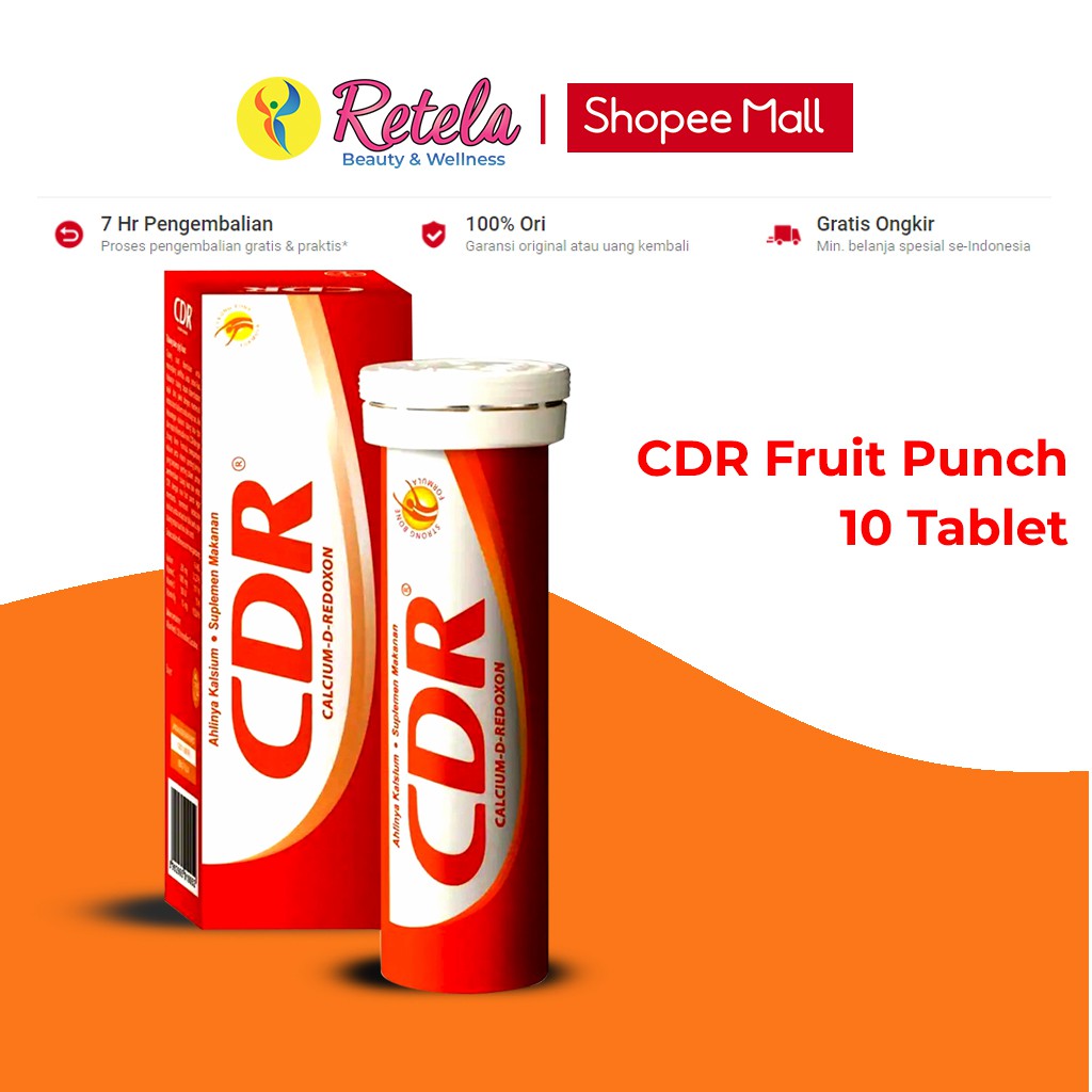 Jual Cdr Calsium D Redoxon Fruit Punch 10 Tablet Multivitamin Vitamin C ...