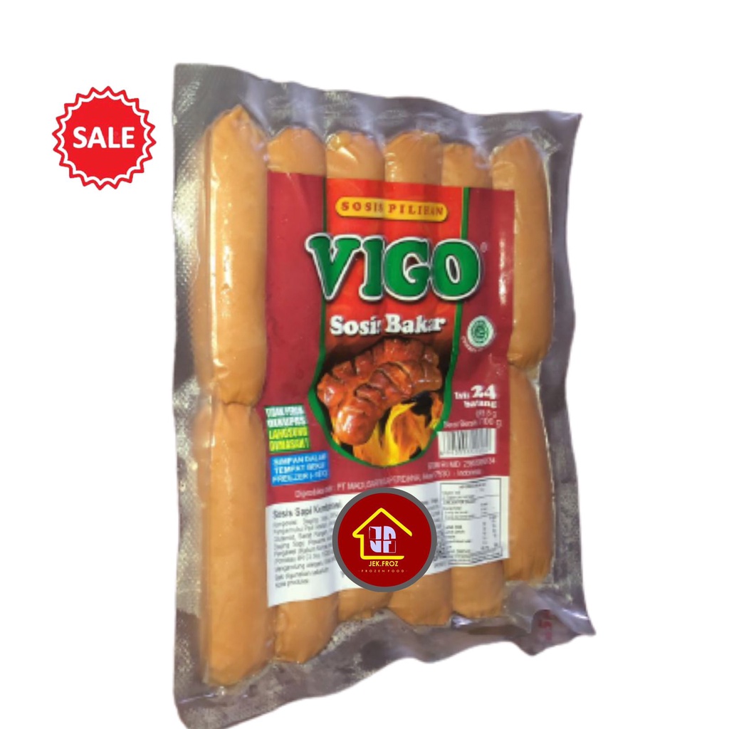 Jual vigo sosis bakar jumbo isi 24 pcs ukuran 1kg sosbak jumbo 1100gr ...