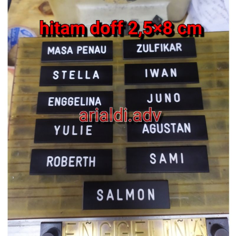 Jual papan nama dada grafir hitam doff full ukuran besar 2,5×8 cm ...