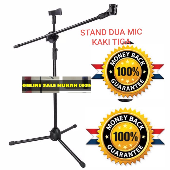 Jual ORIGINAL stand mic kaki tiga 2 holder standing microphone lantai ...