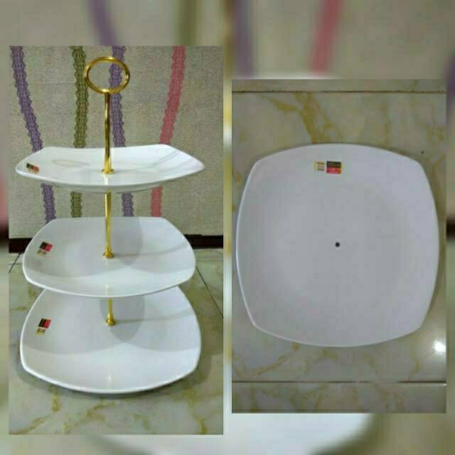 Jual Cake Stand / piring Kue / Buah / Snack Melamin Cantik 3 Susun ...