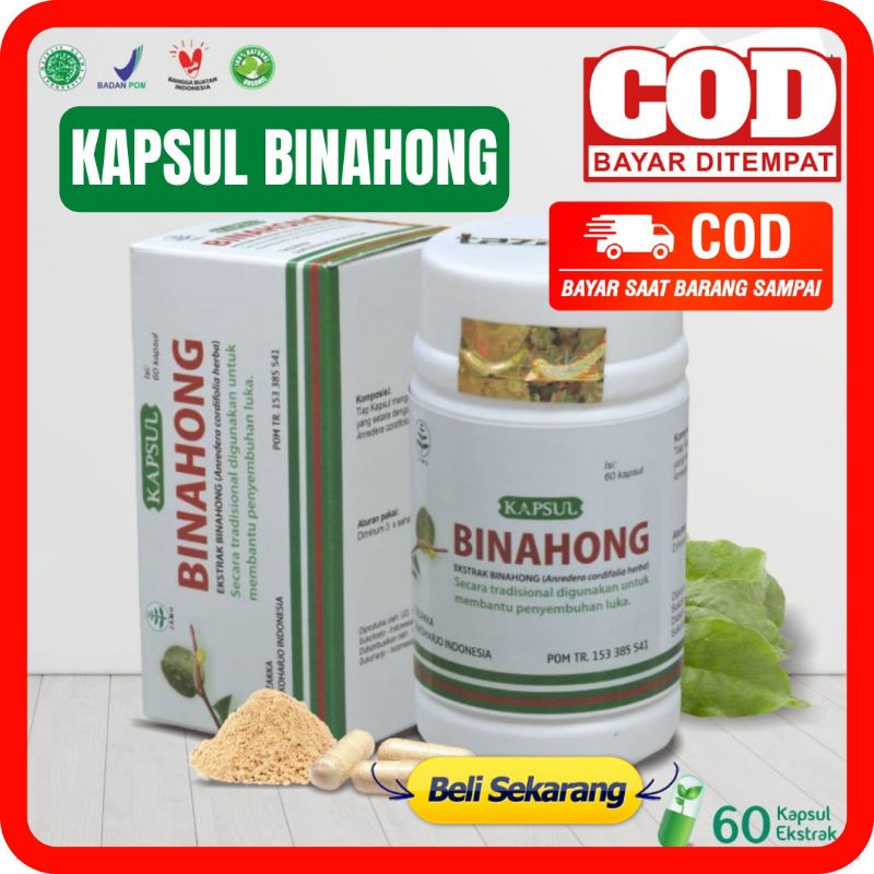 Jual KAPSUL BINAHONG Original - Obat Luka Pasca Operasi Isi 60 Kapsul Tazakka BPOM Ekstrak Daun ...