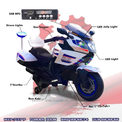 Jual MVP 7177 / Mainan Anak Motor Aki MOB Forider Polisi / Motor Sport ...
