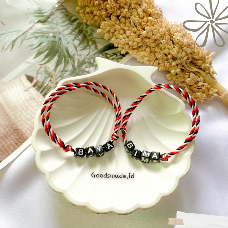 Jual GELANG CUSTOM NAMA TALI TRIDATU HURUF KOTAK | Shopee Indonesia