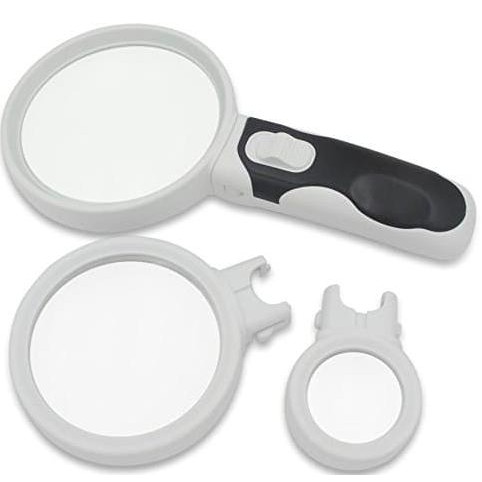 Jual 3 lensa kaca pembesar / Magnifier portable ( 2.5x + 6x + 16x ) 2 ...
