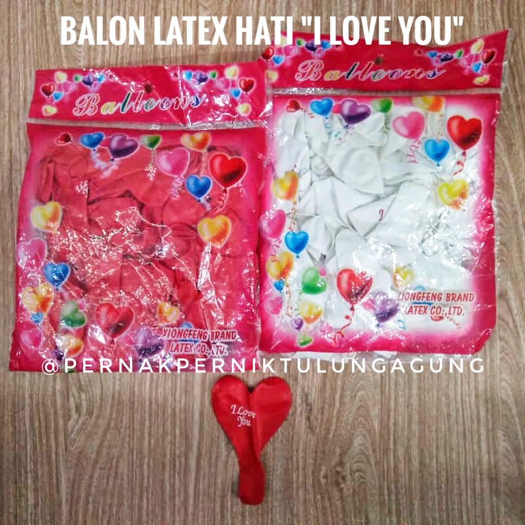 Jual Balon Hati Tulisan I Love You 12 inch isi 10 pcs - Warna Putih ...