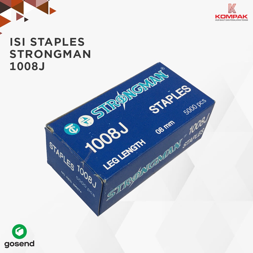 Jual ISI staples tembak STRONGMAN / steples tembak 1008J - 8mm | Shopee ...