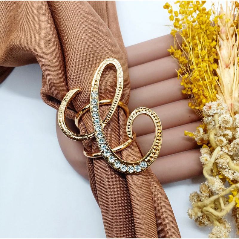 Jual Ring Kerudung Inisial Huruf Latin|Ring jilbab Huruf | Shopee Indonesia