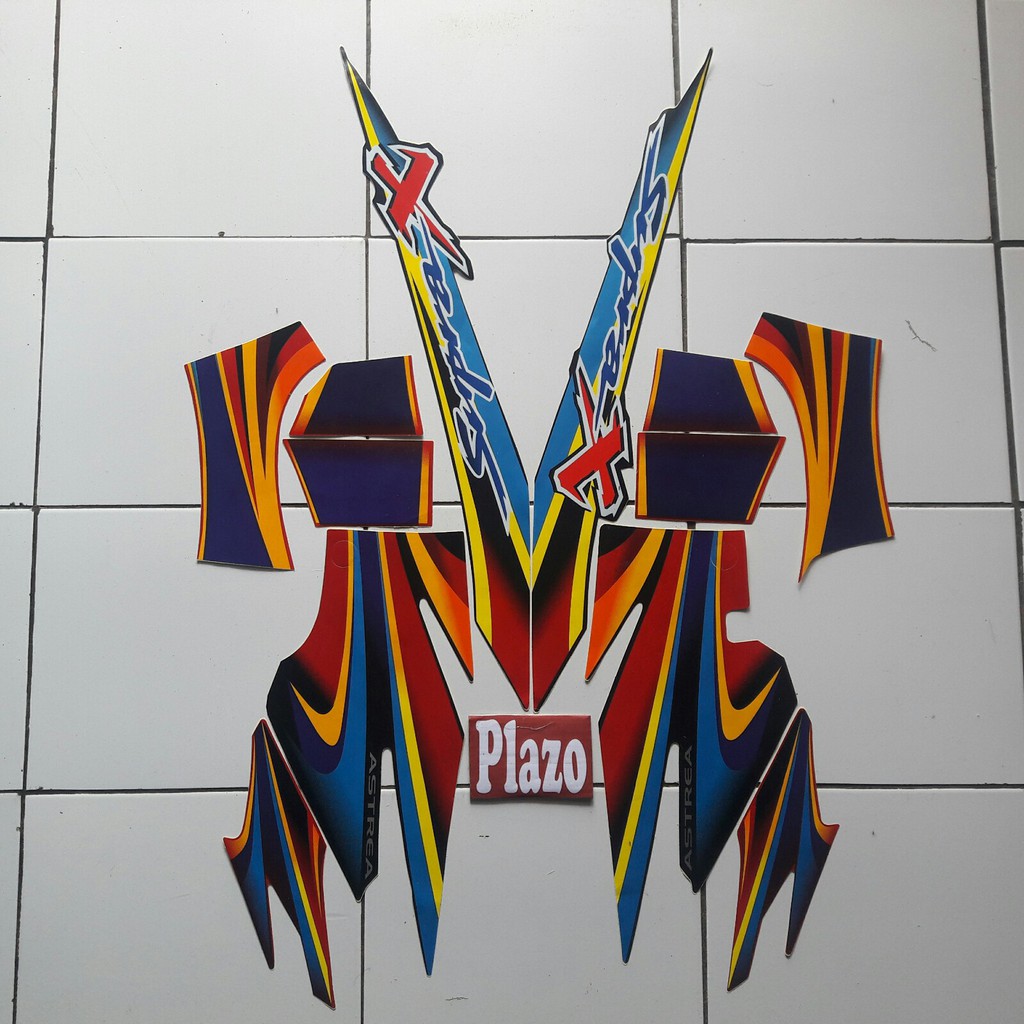 Jual stiker striping motor / stripping honda supra x 2004 hitam-merah ...