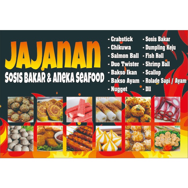 Jual Spanduk Jajanan Seafood & Sosis Bakar, Desain Custom | Shopee ...