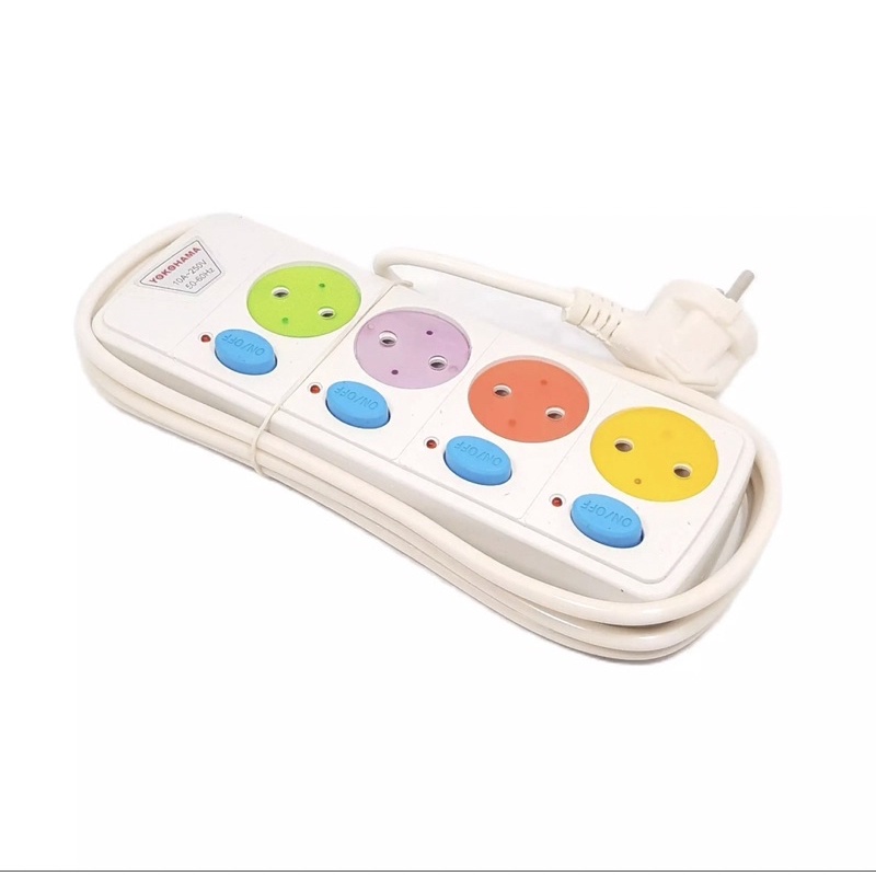 Jual 4 Lubang Colokan Soket 4 lubang - dengan 4 sakelar - kabel 1,8 m ...