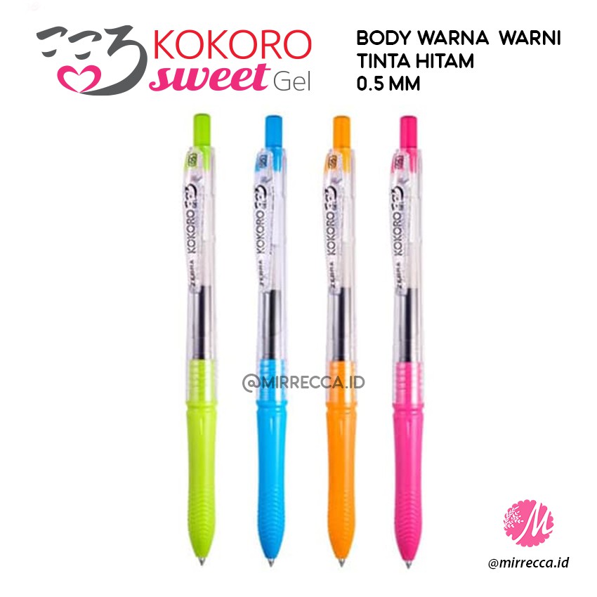 Jual ZEBRA KOKORO SWEET 0.5 MM BLACK GEL INK PEN MIXED BODY COLORS ...