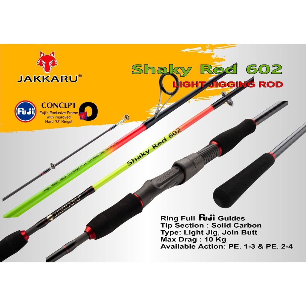 Jual Rod JAKKARU LIGHT JIGGING SHAKY RED 180cm | Shopee Indonesia