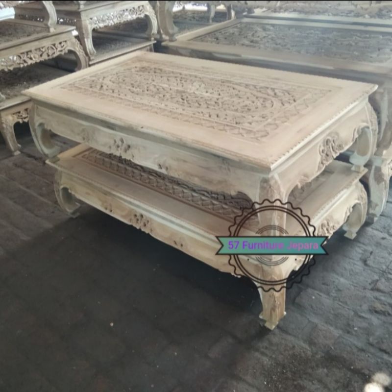 Jual Meja ukir unik kayu jati mentahan - Meja tamu kopi lesehan ukir ...