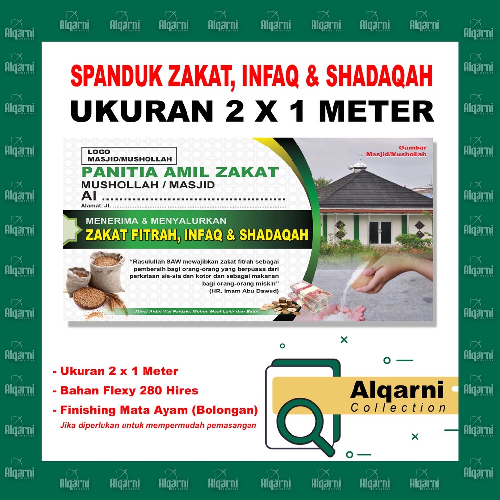 Jual CETAK/PRINT SPANDUK / BANNER ZAKAT/INFAQ/SHADAQAH / 2x1 METER ...