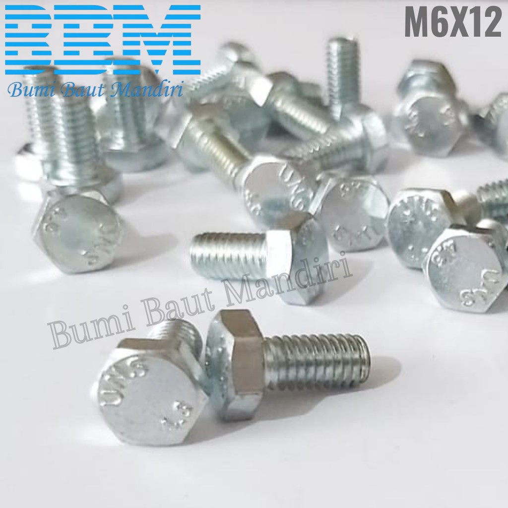 Jual BAUT MUR 6x12 PUTIH// BAUT DAN MUR 6X12 BMP 6x12 PER PACK ISI 5 ...