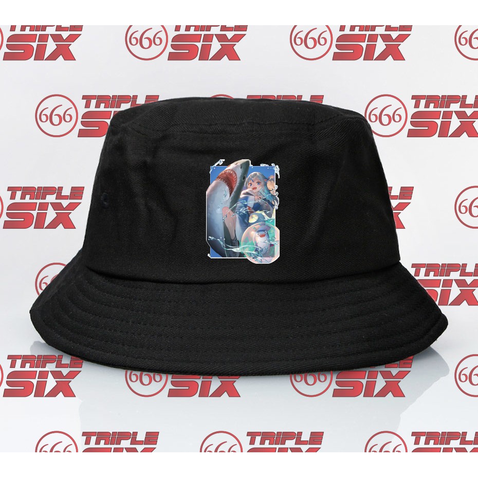 Jual Topi bucket hat premium Hololive Vtuber Gawr Gura shark splash ...