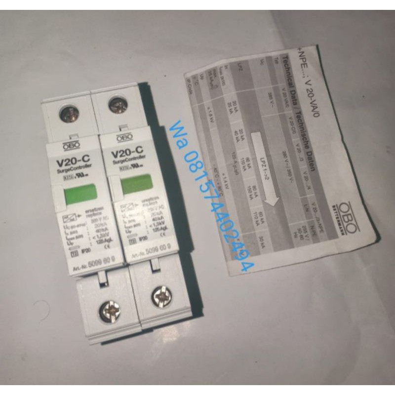 Jual Arrester OBO V20-C/2 2Pole Original | Shopee Indonesia