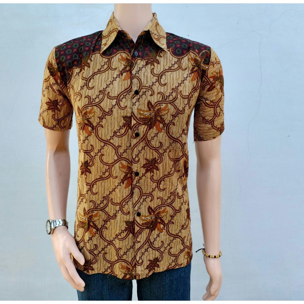 Jual BATIK KEMEJA MURAH MOTIF KEMBANG CACING BAJU KANTOR SERAGAM ...