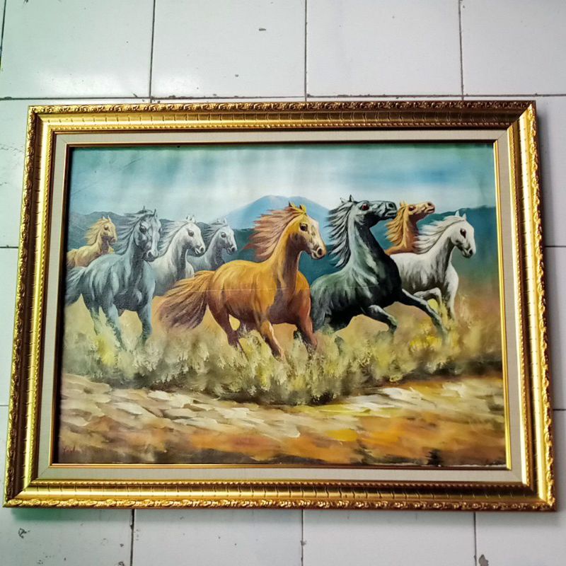 Jual lukisan kuda dan bingkai ukuran 60x80cm | Shopee Indonesia