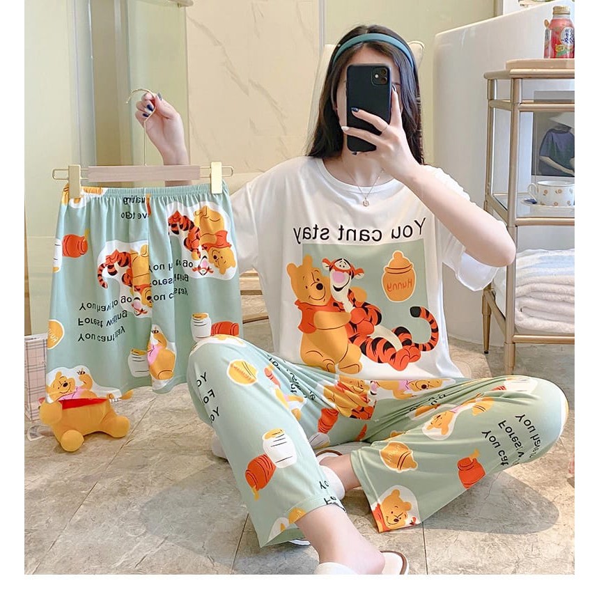 Jual Piyama wanita setelan baju tidur piama oversize 3in1 homewear ...
