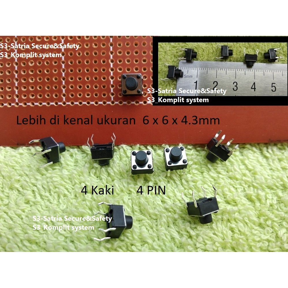 Jual Tombol Switch Micro On Off PCB Tact 4 Pin kaki saklar push Tactile ...