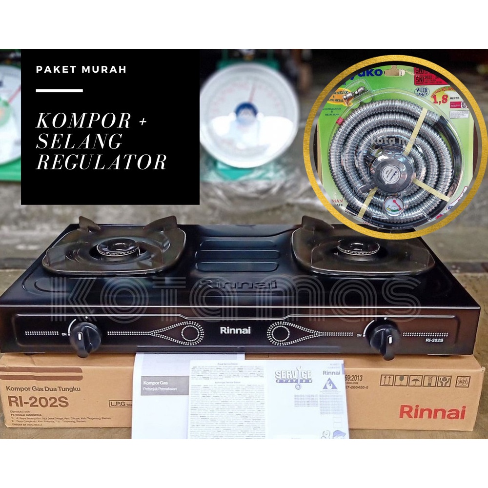 Jual Paket Kompor Gas 2 Tungku Rinnai RI 202 S RI202S RI-202S Gas Stove ...