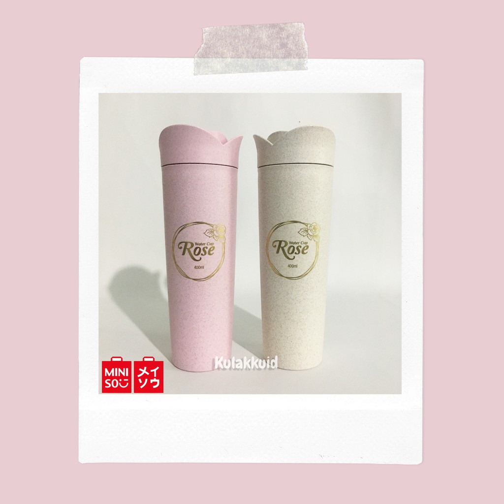 Jual MINISO Botol Minum Tumblr Plastik Rose Mawar 400ml | Shopee Indonesia