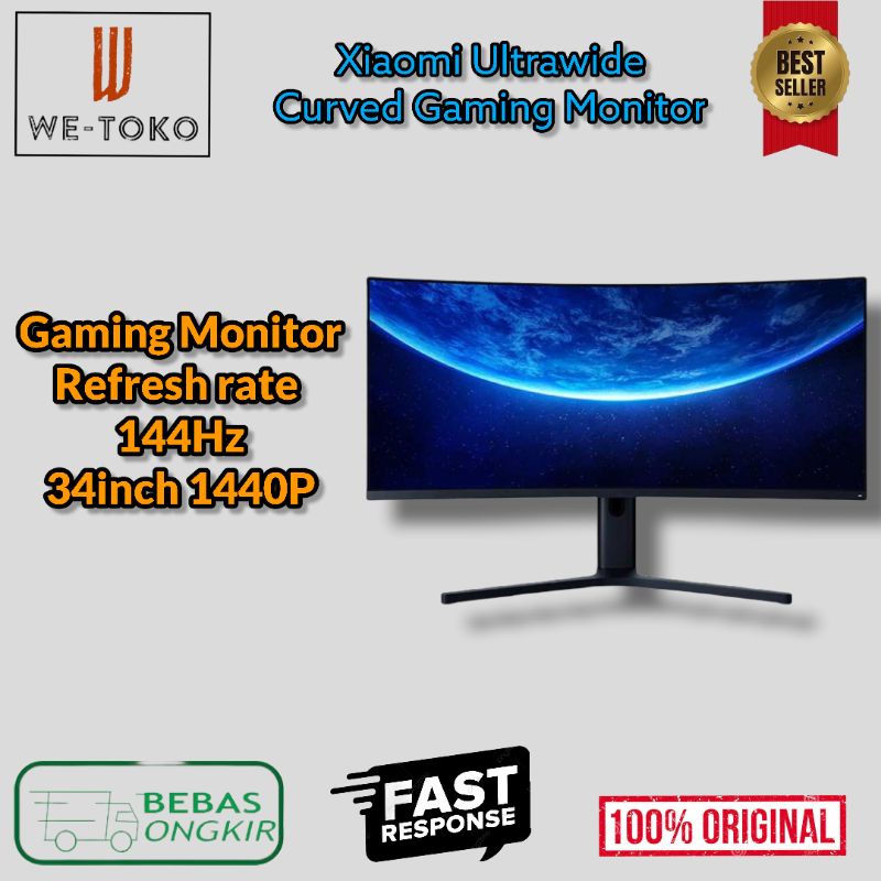 Jual Xiaomi Ultra Wide Curved Gaming Monitor 1440P 144Hz Free-Sync 34 ...