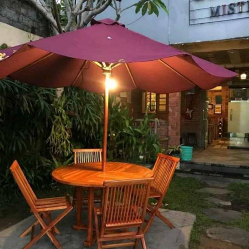 Jual SET MEJA PAYUNG GARDEN MEJA TAMAN JATI SET OUT DOOR MEJA CAFE DAN ...